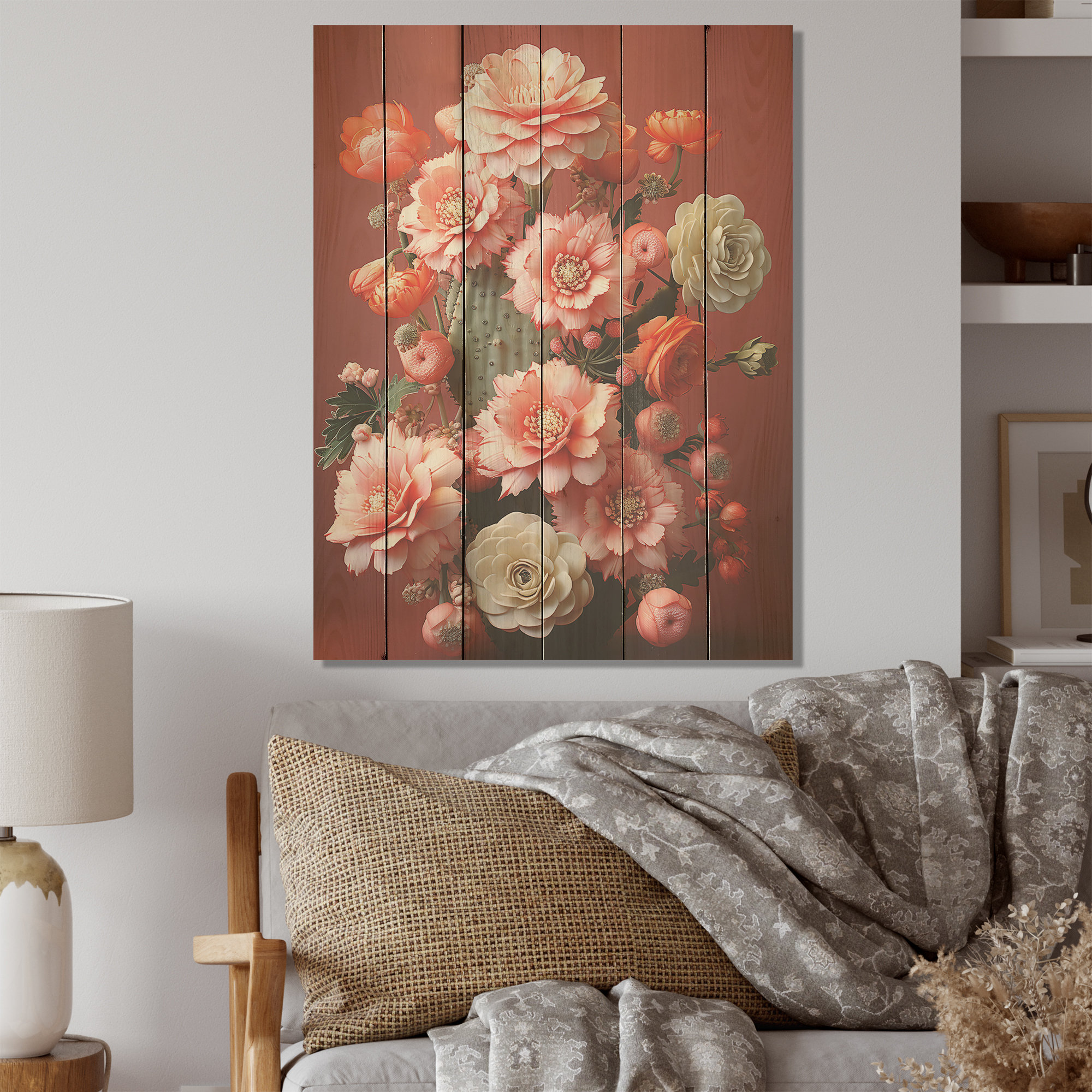 Lark Manor™ Coral Cluster Cactus Collage I - Cactus Wood Wall Art On ...
