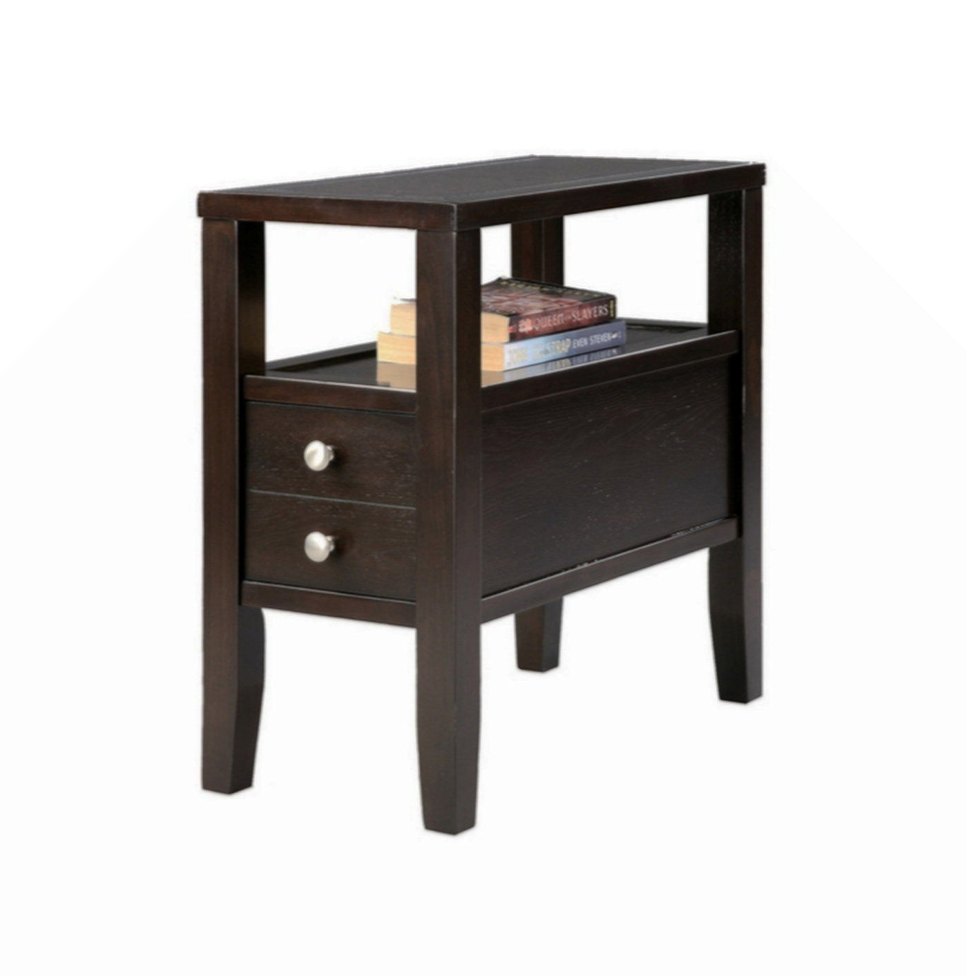 WANDINGT 24" Tall Wooden Side Table / End Table, 2 Drawers, Traditional ...