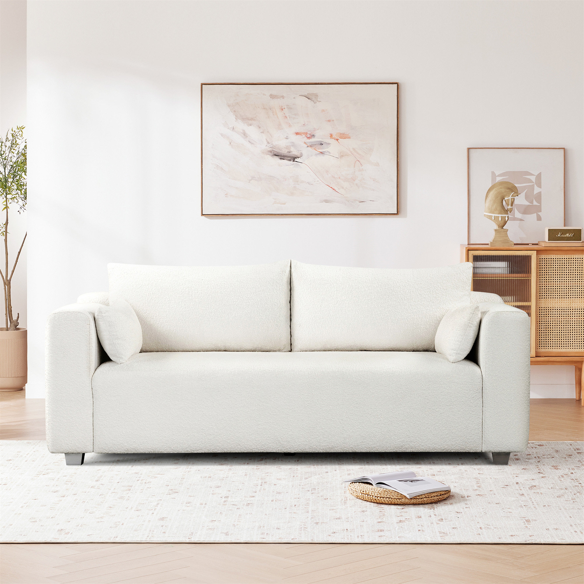 Inbox Zero Mitsuhiko Fabric 82'' Reception Loveseat,Minimalist 2-3 Seat ...