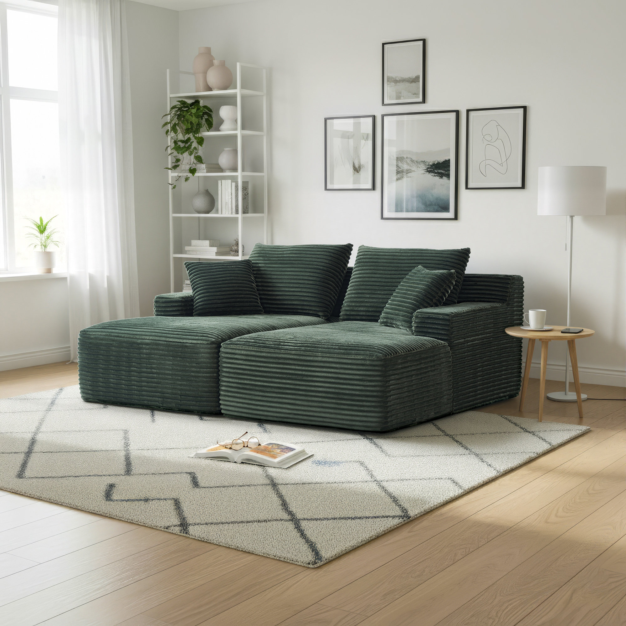 Latitude Run® 80" Oversized Double Chaise Lounges Indoor, Upholstered ...