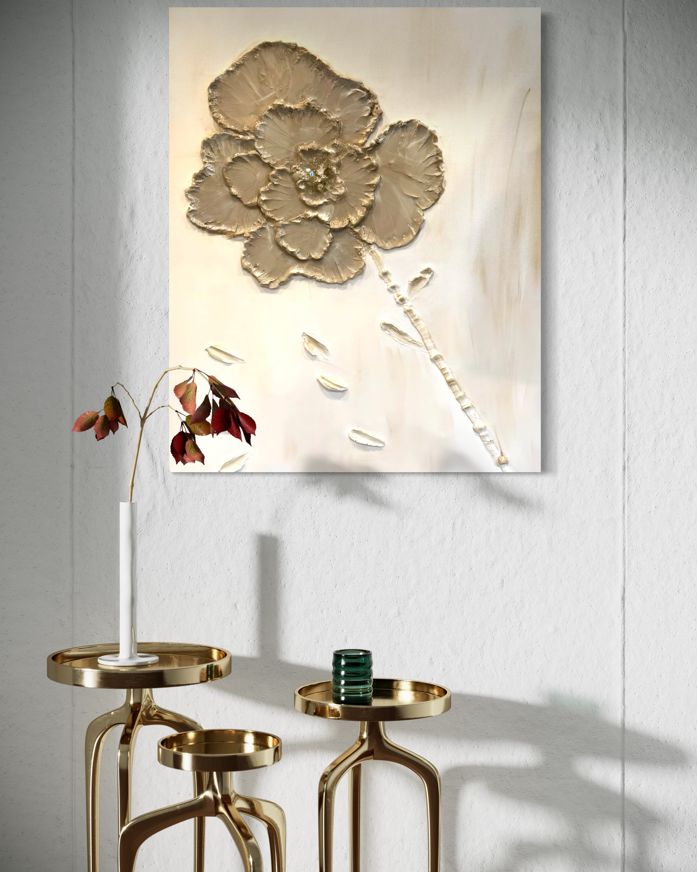 Red Barrel Studio® Plaster / Resin Hand Made Flower - On Canvas 24 X 30 ...