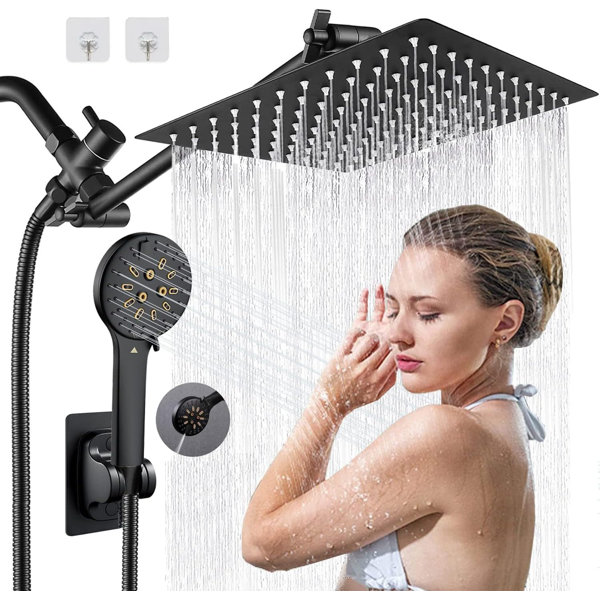 HIGEMZ 12'' Large Square Shower Head,Chrome Shower Head Combo - Wayfair ...