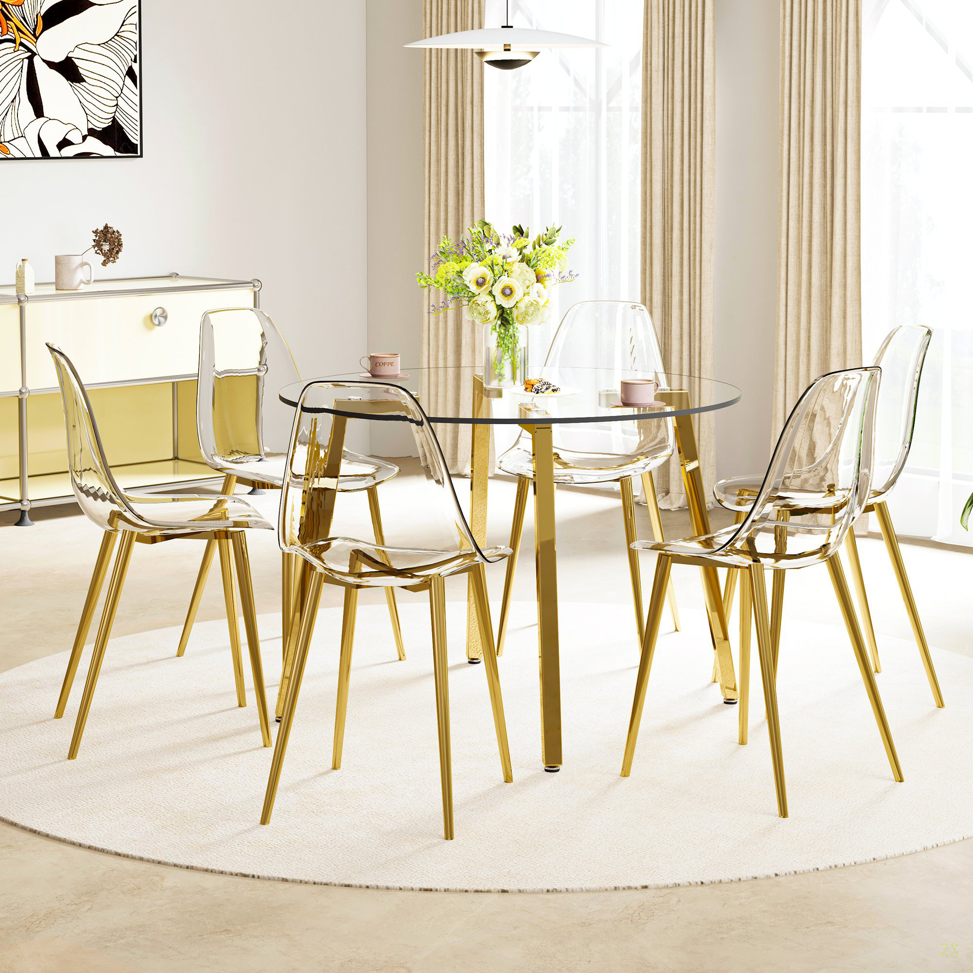 Wrought Studio™ Table And Chair Set.Modern Luxurious Round Tempered ...