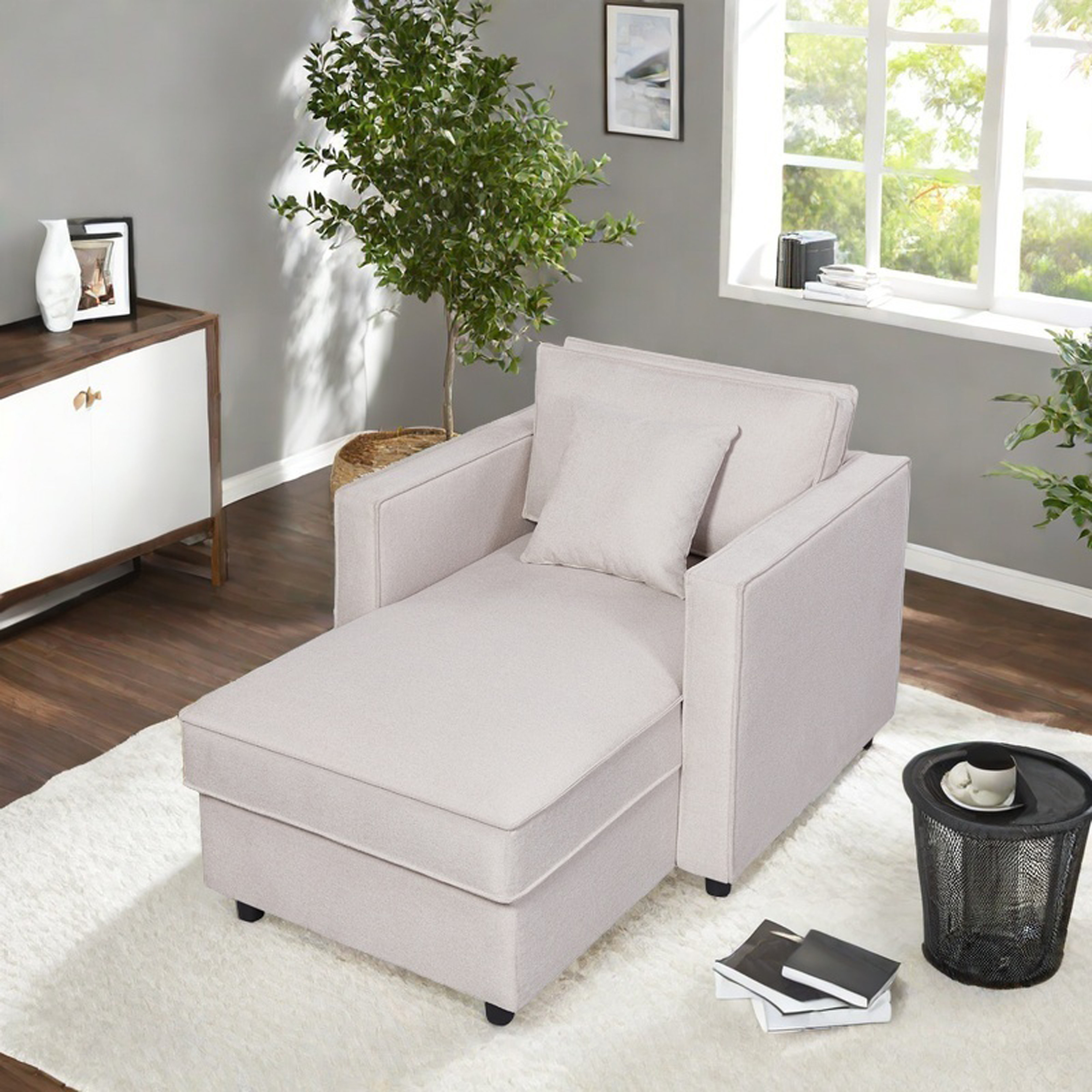 UNUQLIVCO 58 " Perfect Sleeper Sofa to Lounger，Polyester Linen Luxury ...