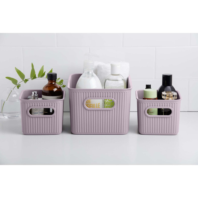 Latitude Run® Ribbed Plastic Storage Bin Set | Wayfair