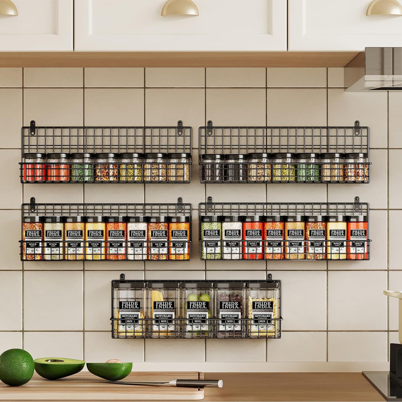 Prep & Savour Spice Rack Organizer Wall Mounted 5-Tier Stackable ...