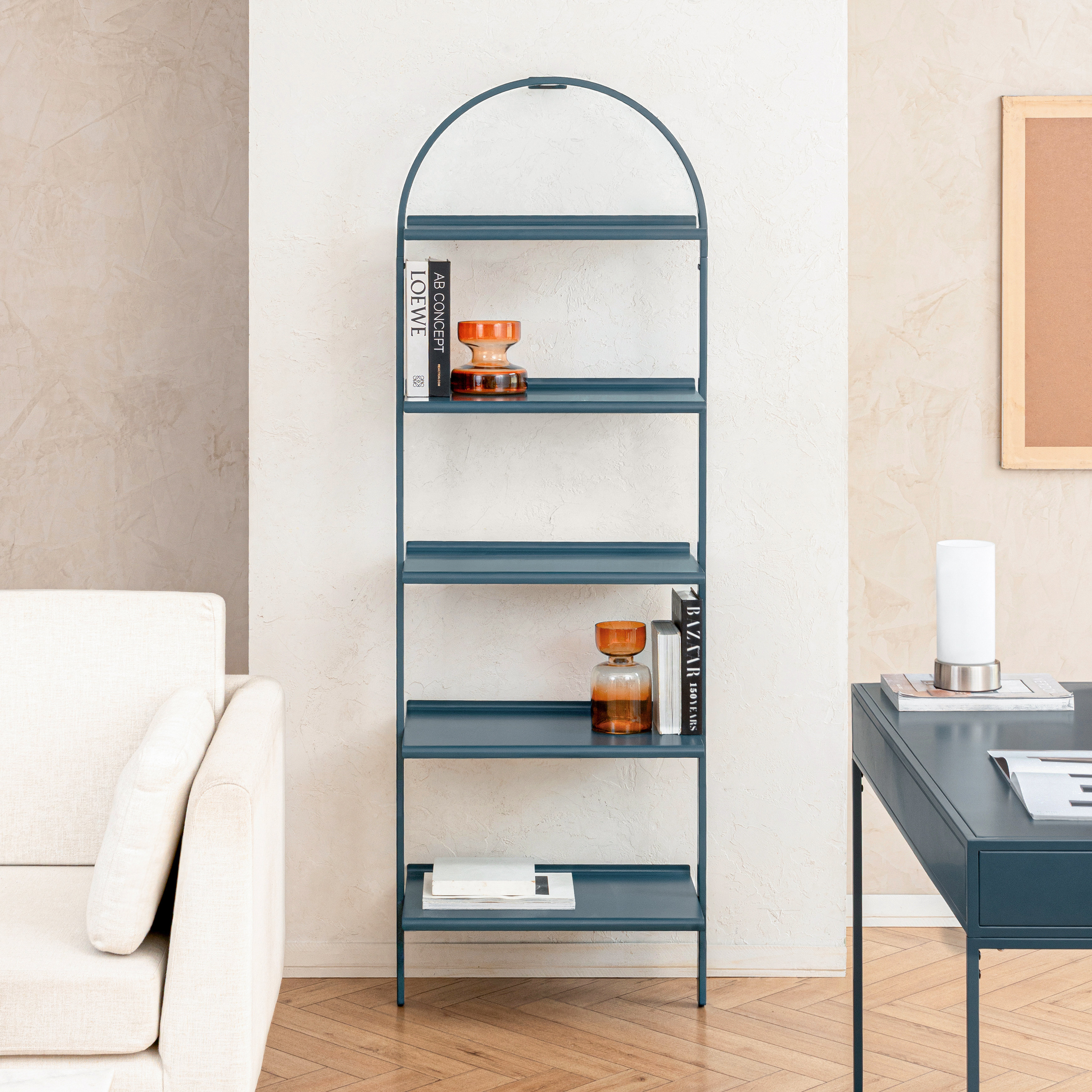 Latitude Run® Corle 72" H x 24" W x 14" D 5-Tier Ladder Iron Bookcase ...