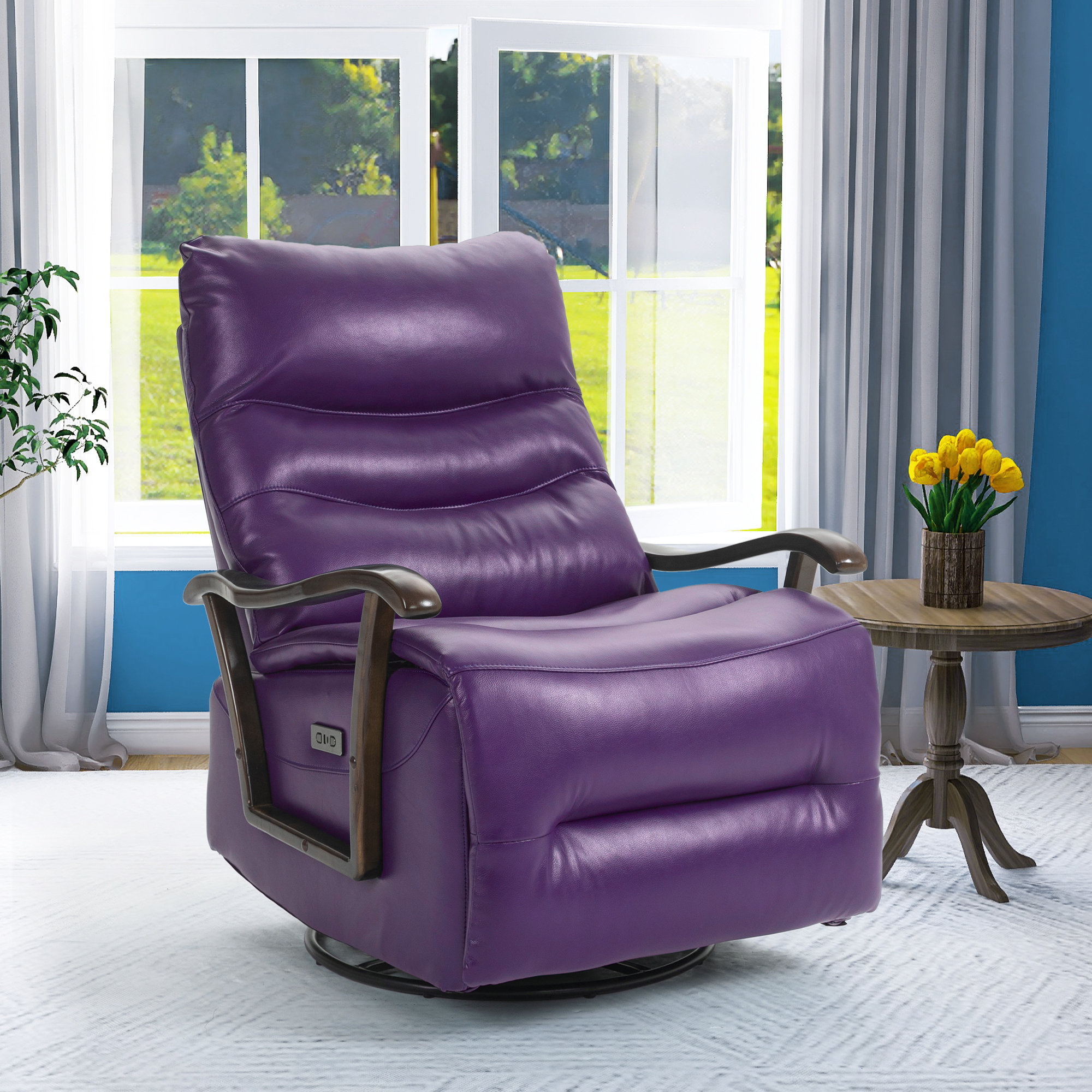 Latitude Run® Annettia Faux Leather Rustic Swivel Rocker Recliner | Wayfair