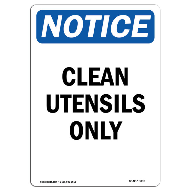 SignMission Clean Utensils Only Sign | Wayfair