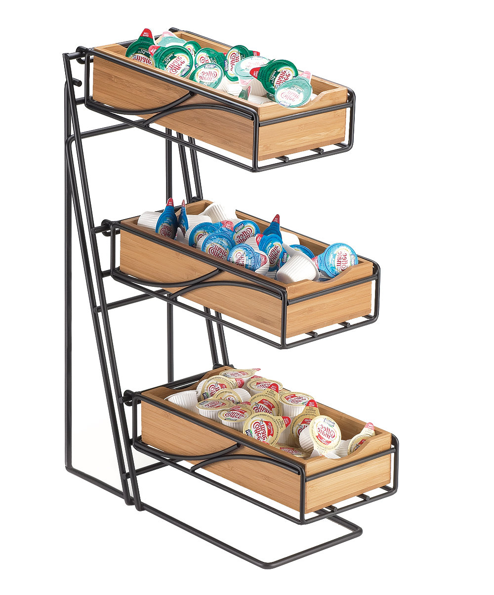 Cal-Mil Bamboo Black 3-Tier Metal Flatware / Condiment Display with ...