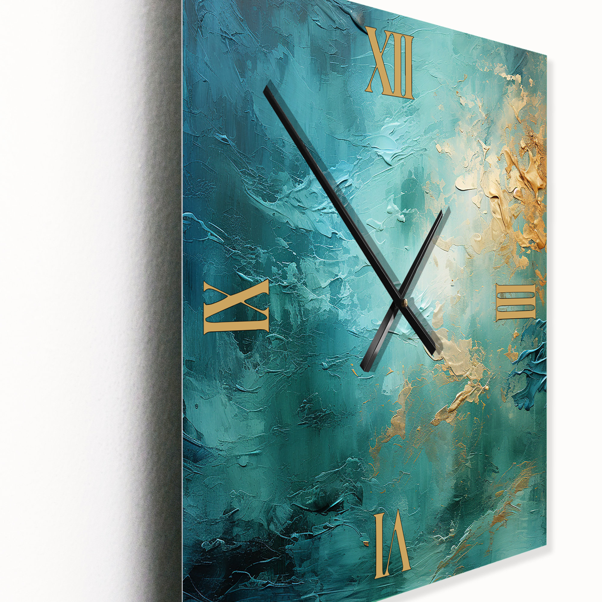 Design Art Teal Oasis III - Landscapes Metal Wall Clock | Wayfair