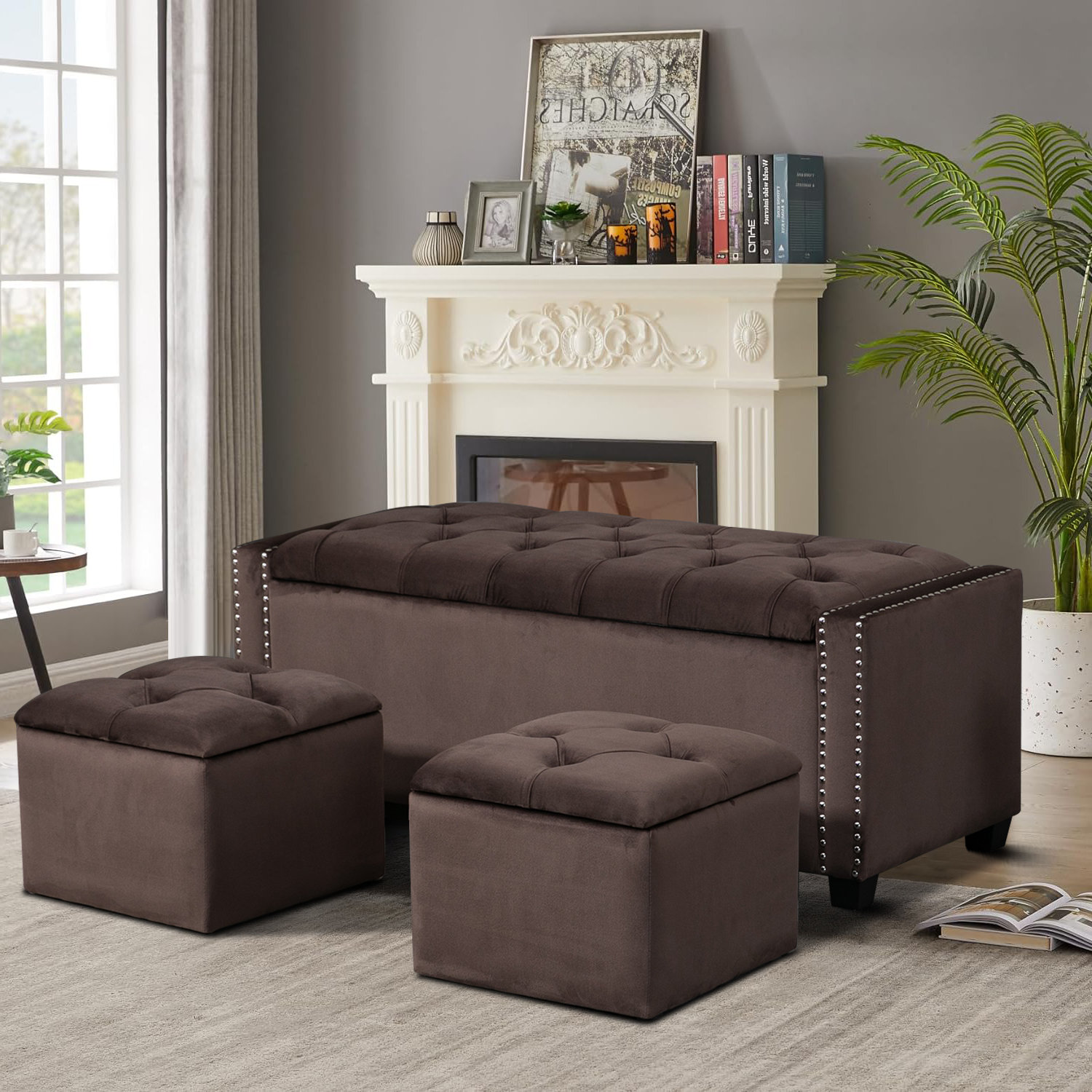 Latitude Run® practical design three-piece set Upholstered Storage ...