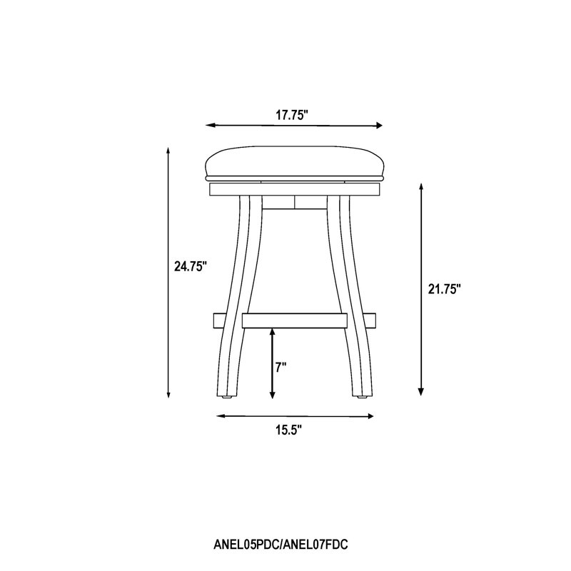 Alaterre Ellie Upholstered Swivel Bar Stool Chairs with Padded Seat and ...
