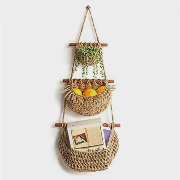 Dakota Fields Woven Jute Wall Hanging Basket | Wayfair