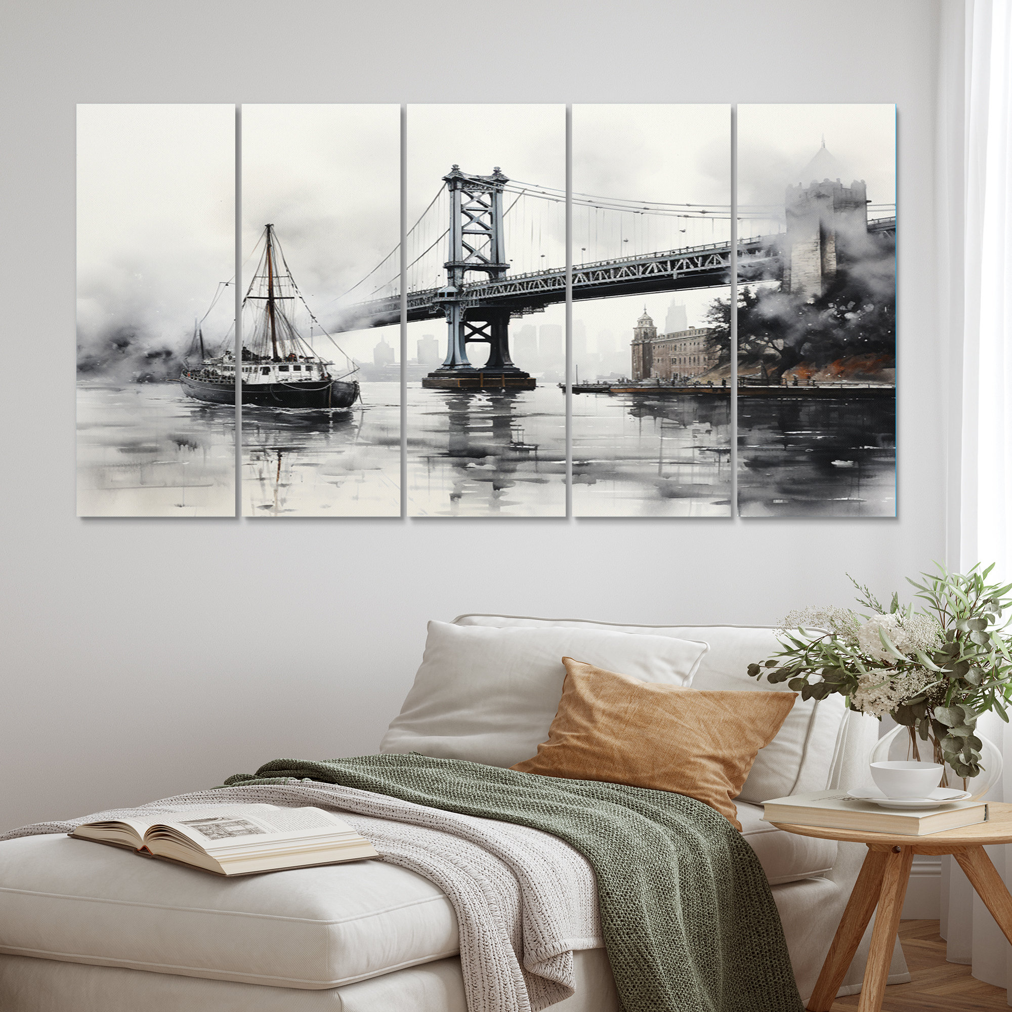 Breakwater Bay Grey Bridge Urban Suspension III - Architecture Metal ...