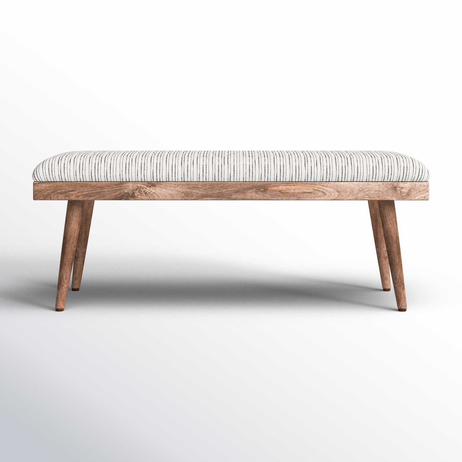 Birch Lane™ Dune Acacia Linen Striped Bench, Black and White & Reviews ...