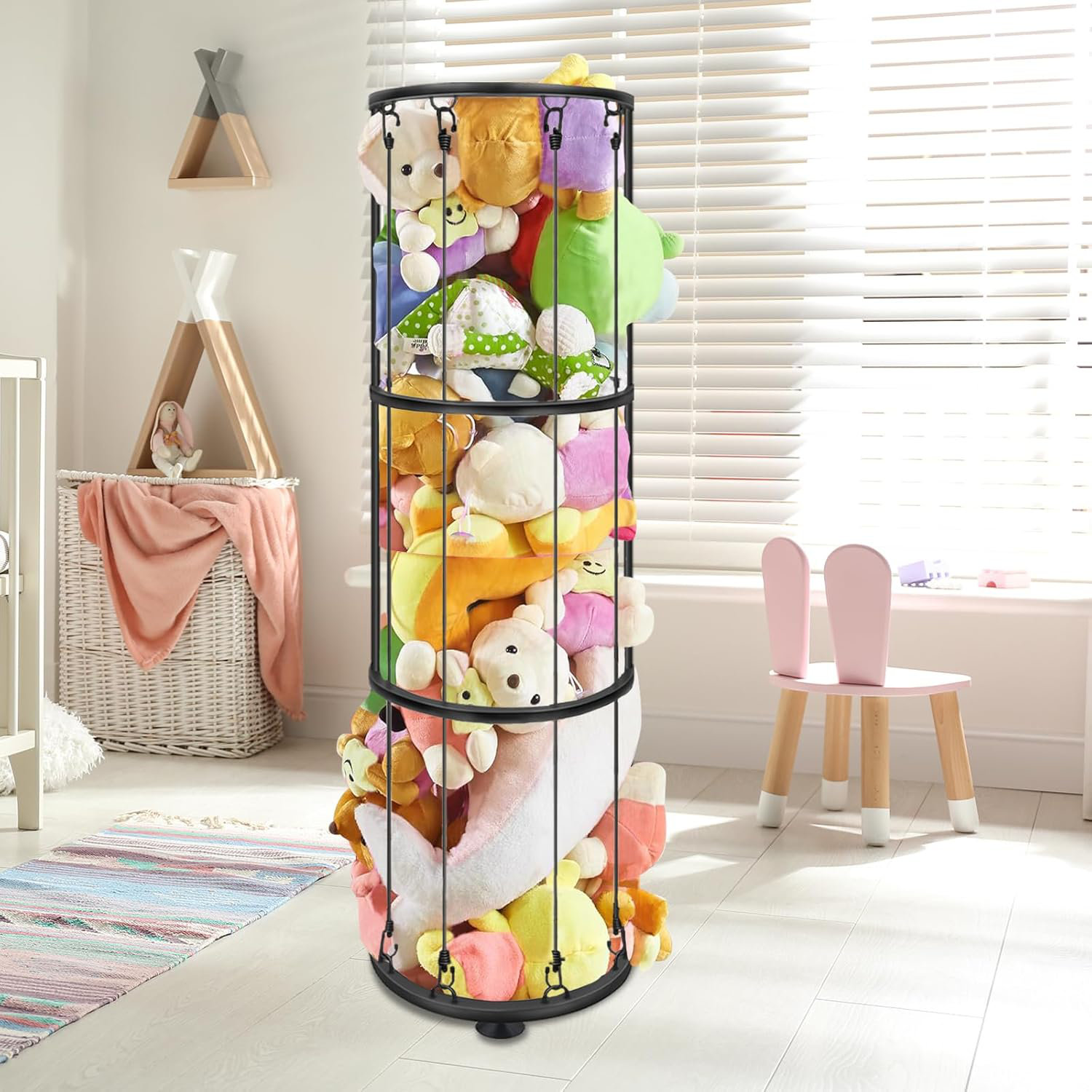 Rebrilliant 3 Layer Vertical Ball Storage Rack, Basketball Holder Wall ...