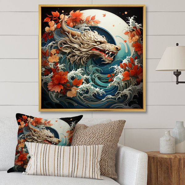 Trinx Japanese Dragon Wave Off Kanagawa II - Dragons Wall Art | Wayfair