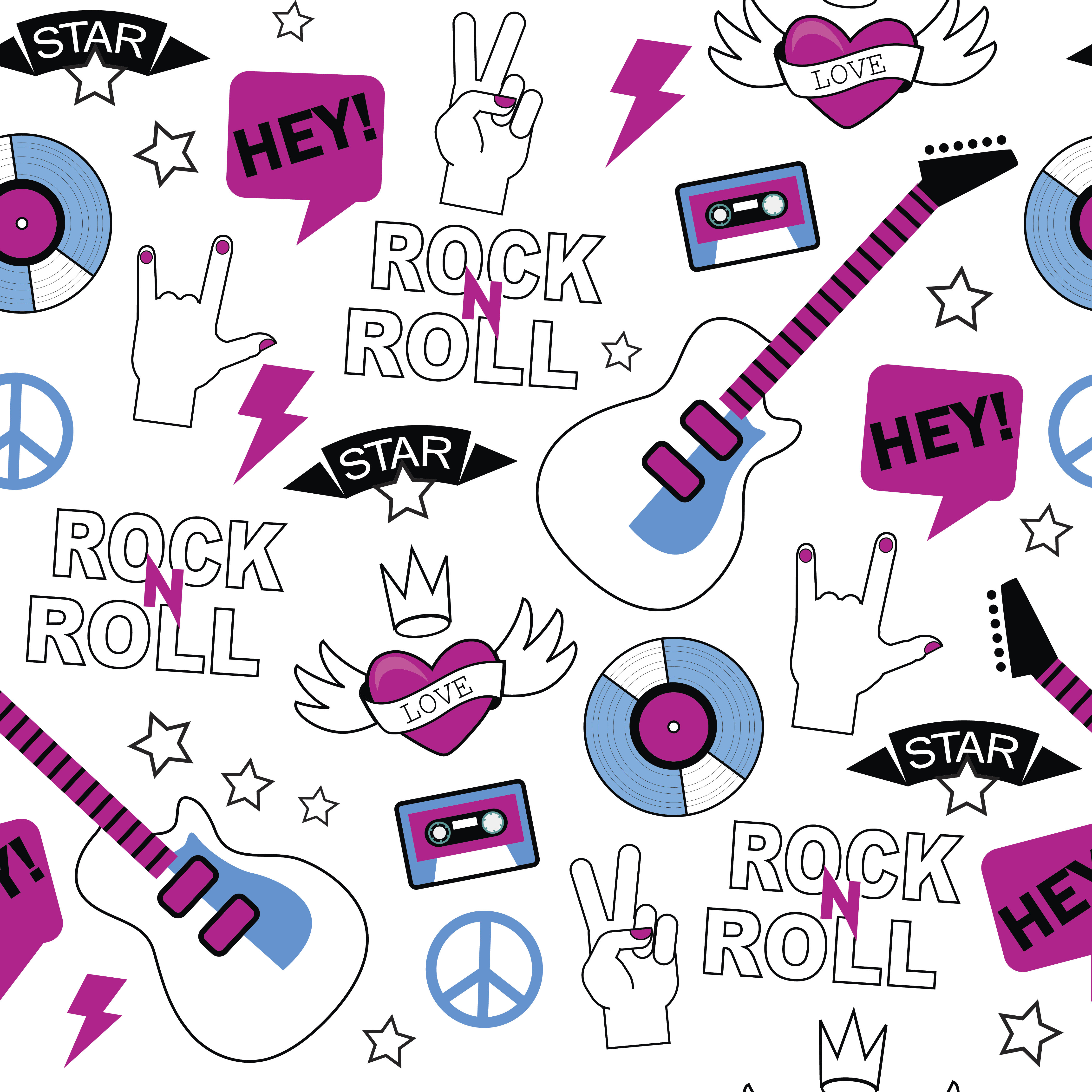 Winston Porter Khatia Vector Seamless Rock Music Pattern by Kukurikov ...