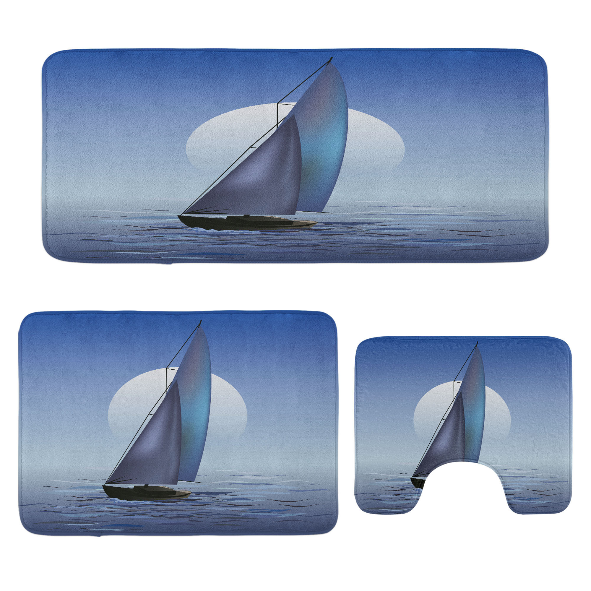 East Urban Home Nautical Bathroom Rug Set 3 Pieces U-Shape & Rectangle ...