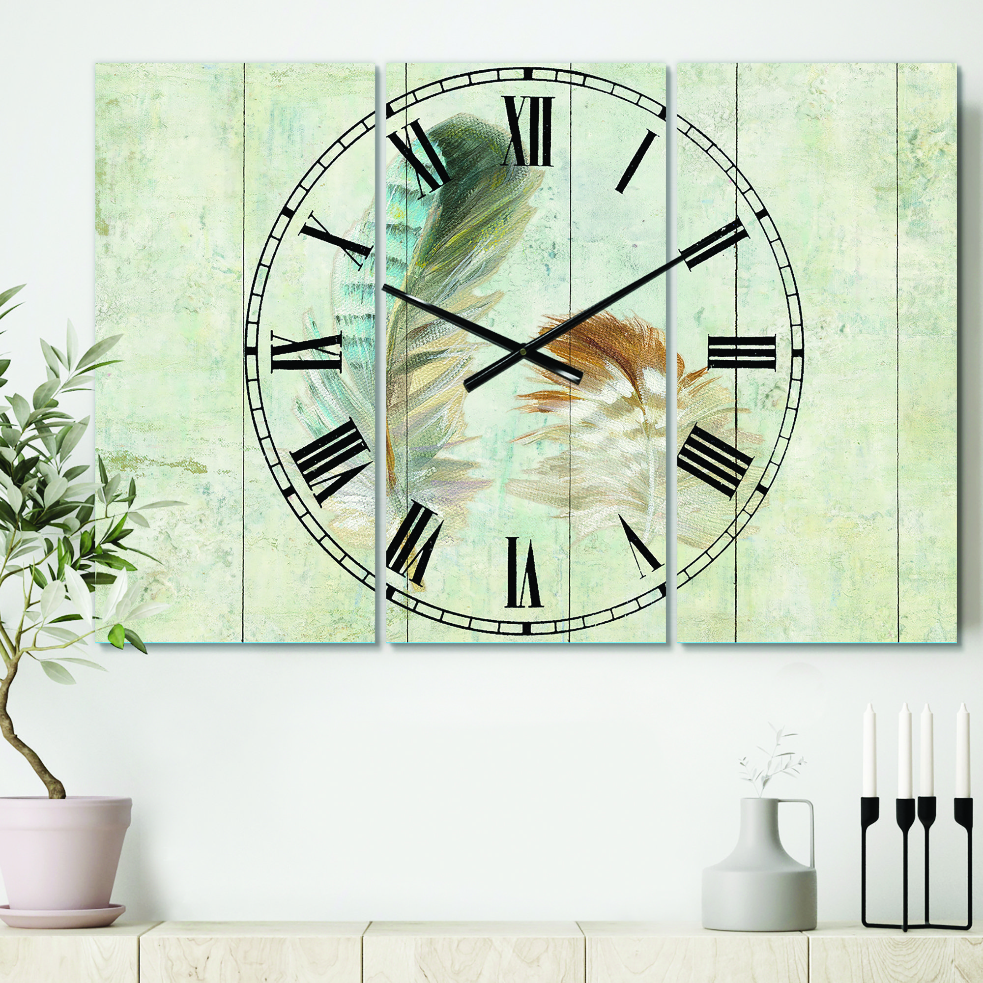 The Twillery Co.® Swigart Oversized Farmhouse Natural Feathers on Wood ...