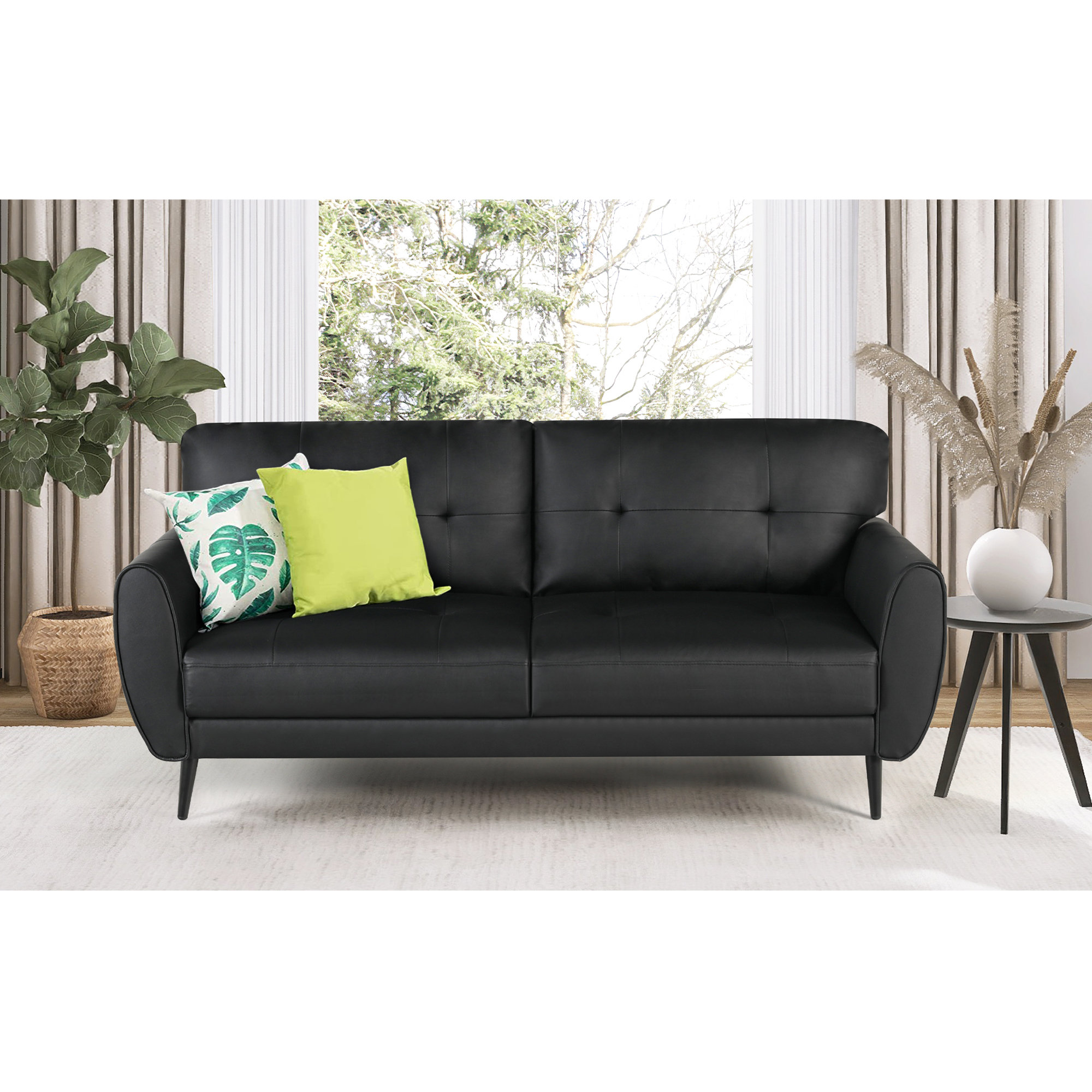 Ebern Designs Marnetta Faux Leather 60.63'' & Reviews | Wayfair