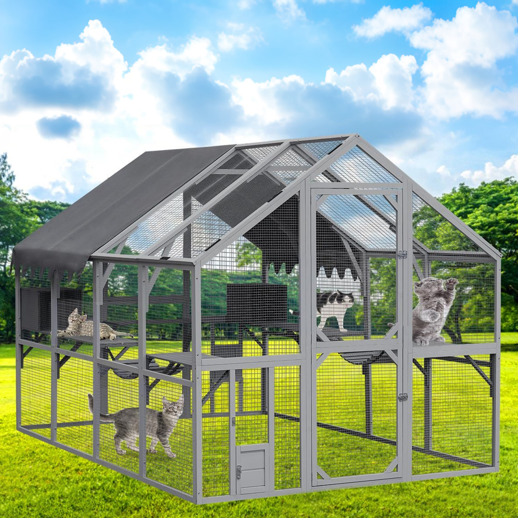 KHSHOW Outdoor Large Cat Enclosure Playpen Cat House | Wayfair