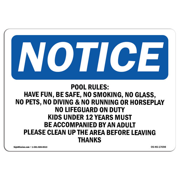 SignMission Pool Rules No Running Rough Play No Sign | Wayfair