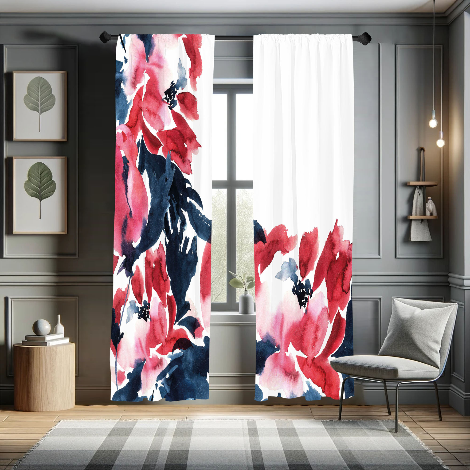 Ebern Designs Floral Curtains, Peonies Spring Inspired, Pair of 28 ...