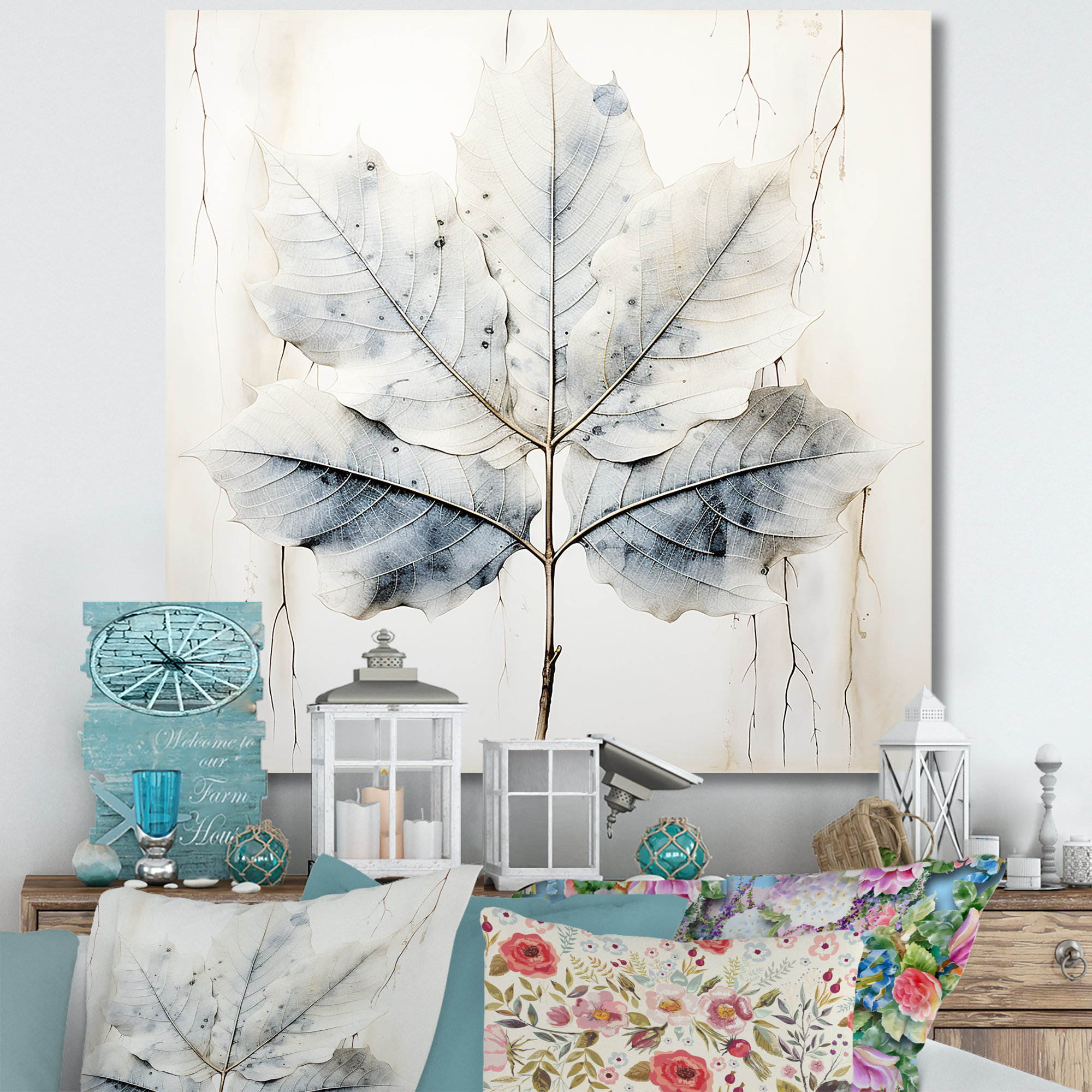 Winston Porter Silver Sycamore Leaf - Print on Canvas - Wayfair Canada