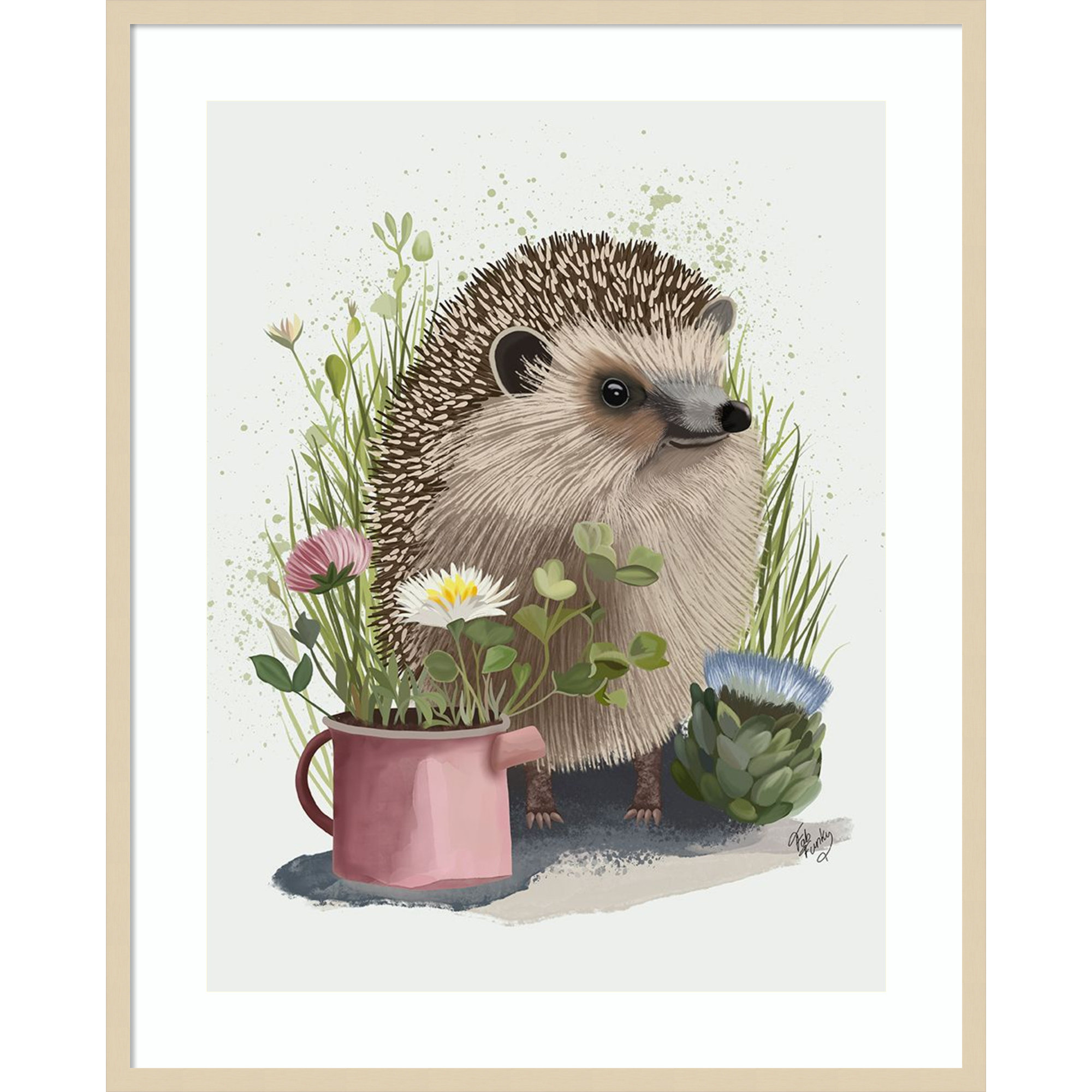 Red Barrel Studio® Hedgehog Watering Can by Fab Funky Wood Framed Wall ...