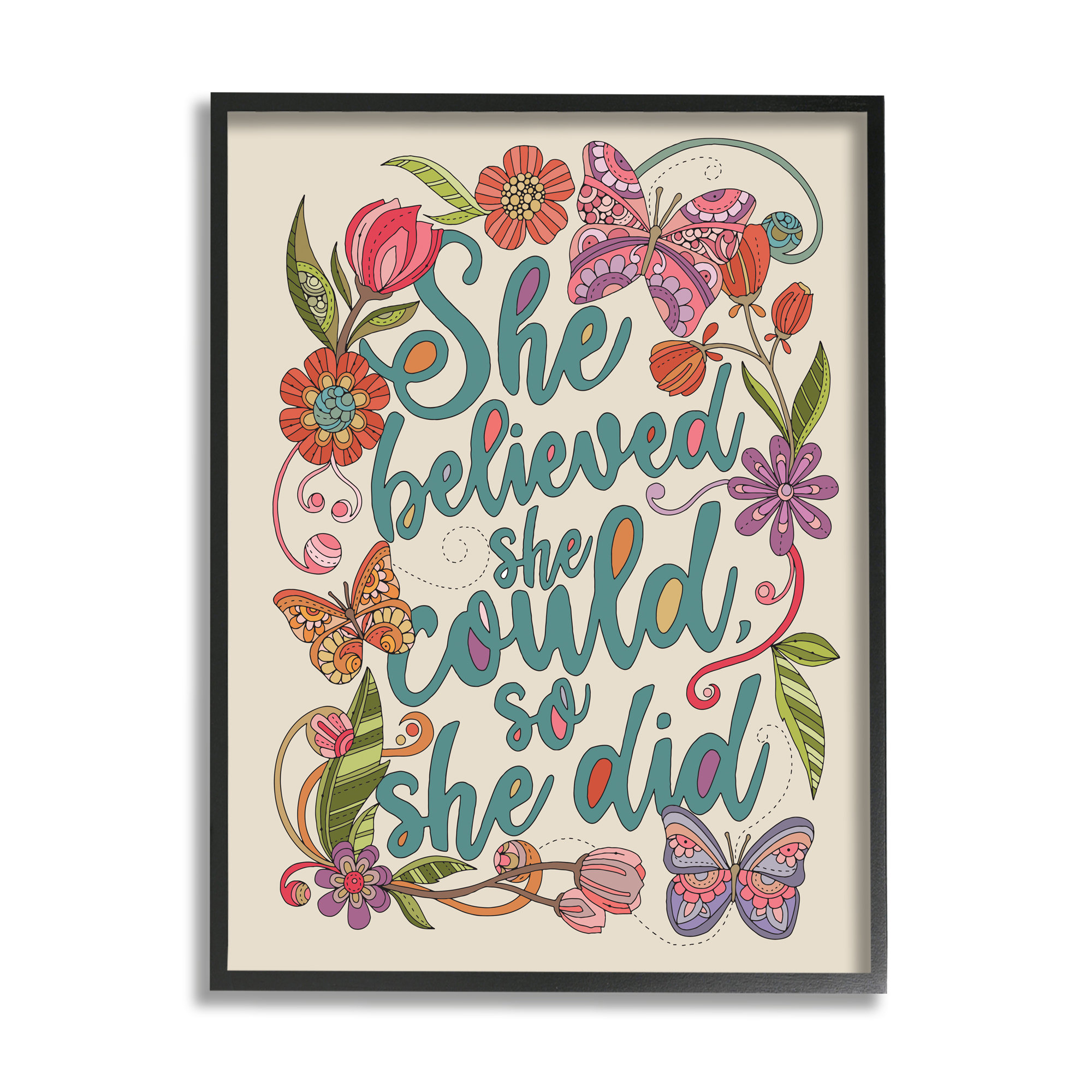 Stupell Industries She Believed Girl Power Motivational Patterned ...