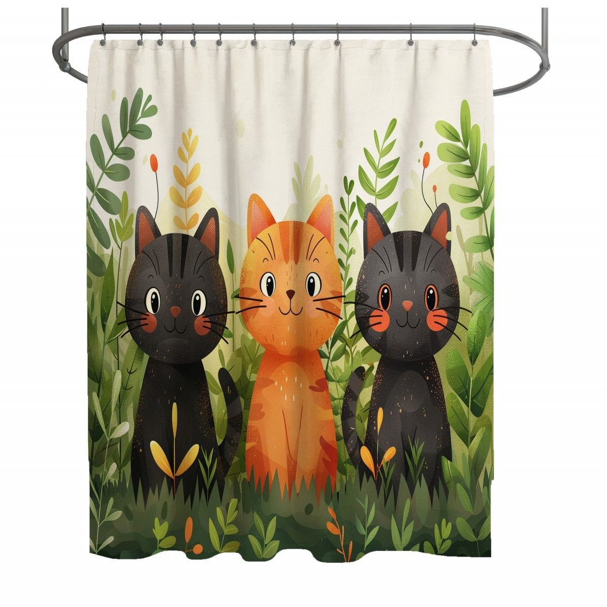 VisionDecor Rideau de douche Kitten Trio - Décor de salle de bain ...
