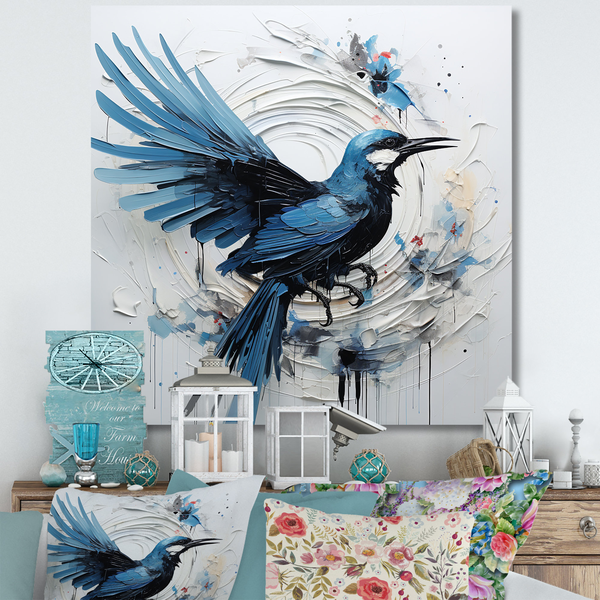 Winston Porter Bird Minimalism White Flowers Carnation III On Canvas ...