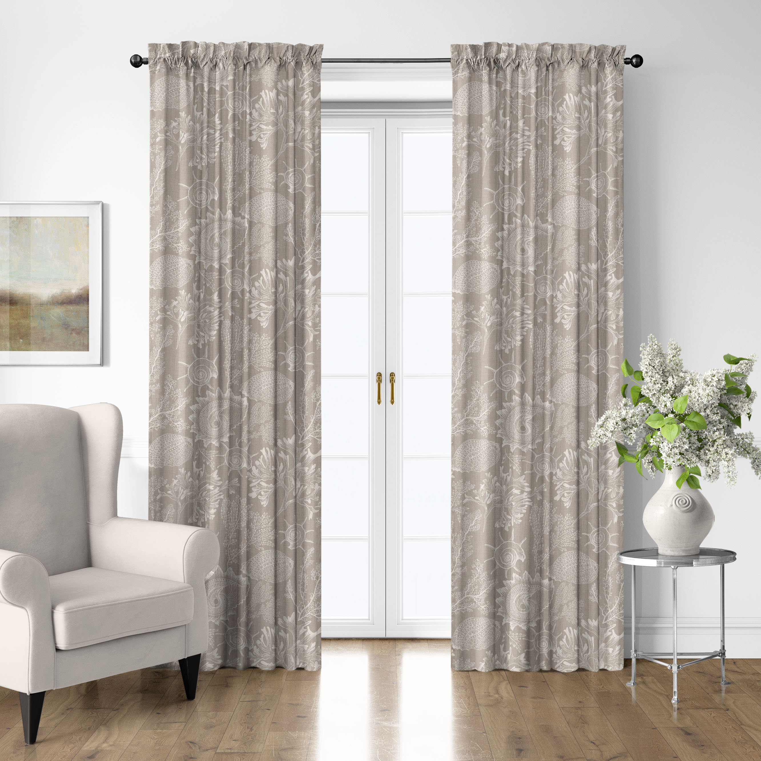 6ix Tailors Fine Linens Shellabrate Natural Cotton Rod Pocket Drapery ...