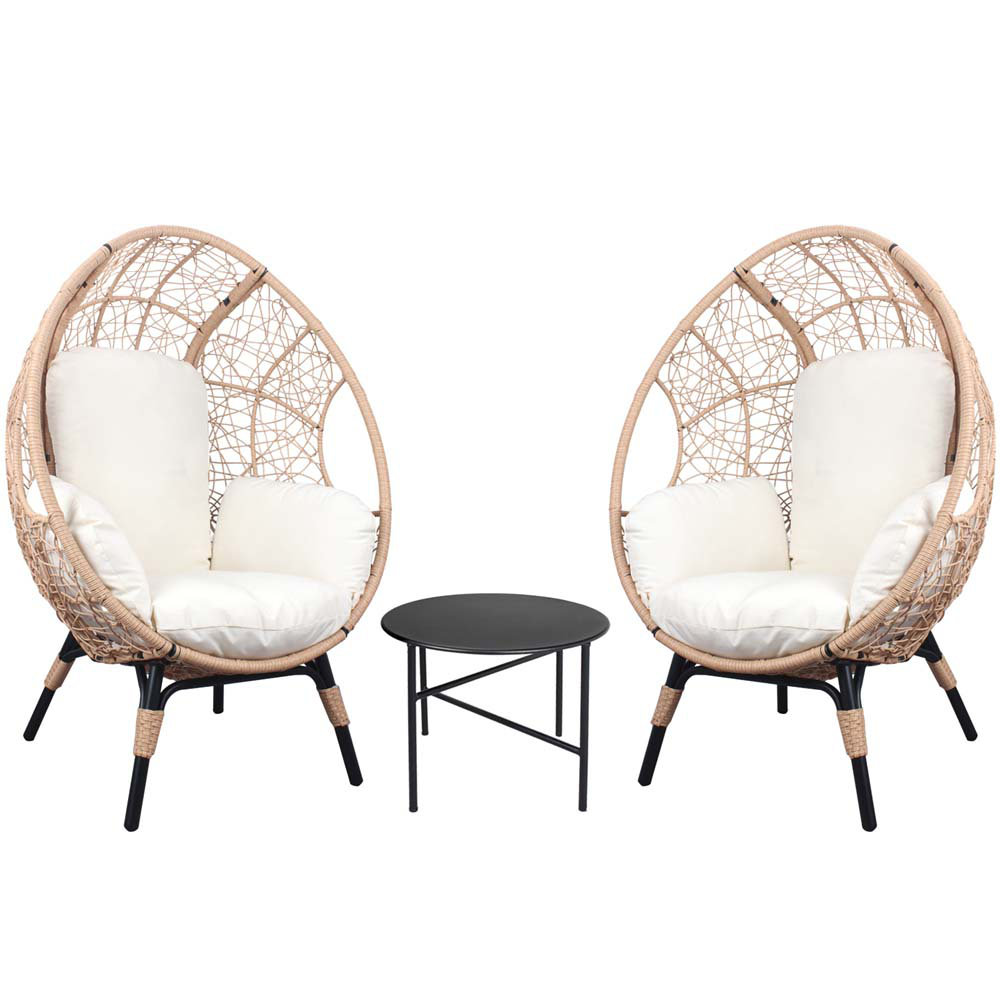 Tandoori 3 Pieces Patio Egg Chairs with Side Table Set | Wayfair