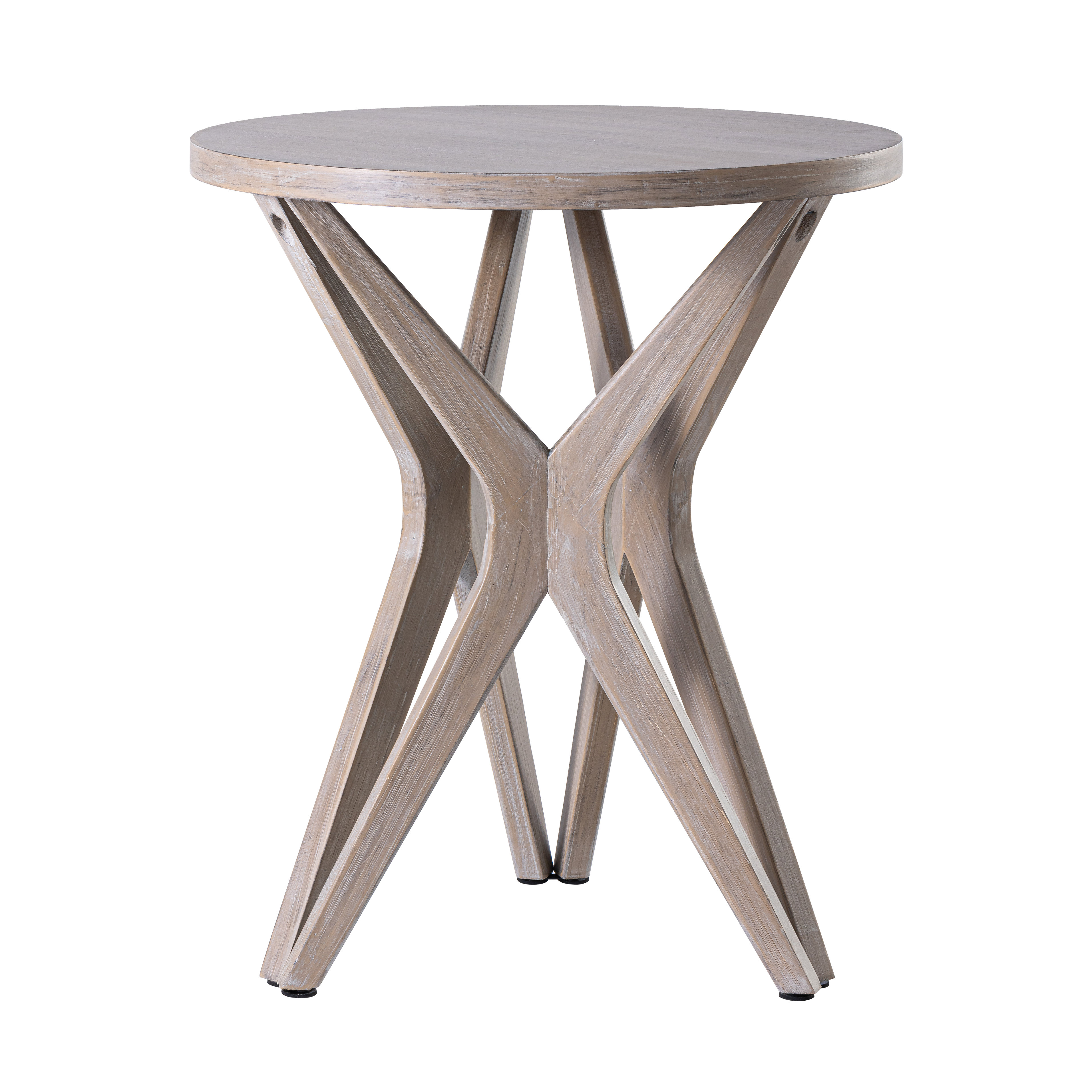 Millwood Pines Moty Crossed Legs Round End Table, with Tripod Base for ...