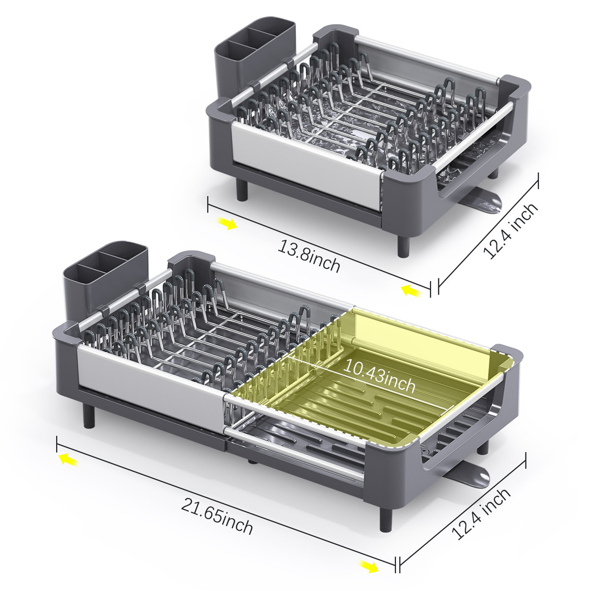 KINGRACK Adjustable Stainless Steel Kitchen Dish Rack, Extendable Dish ...