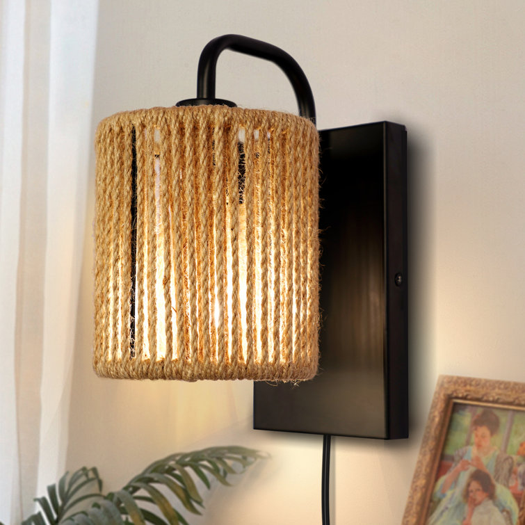 Breakwater Bay Ahull Iron Plug-in Armed Sconce Wall Lights for Bedroom ...