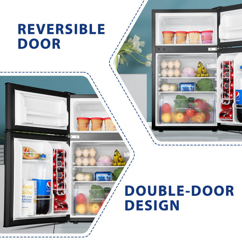 Simzlife 3.2 Cubic Feet Small Fridge Convertible Mini Fridge with ...