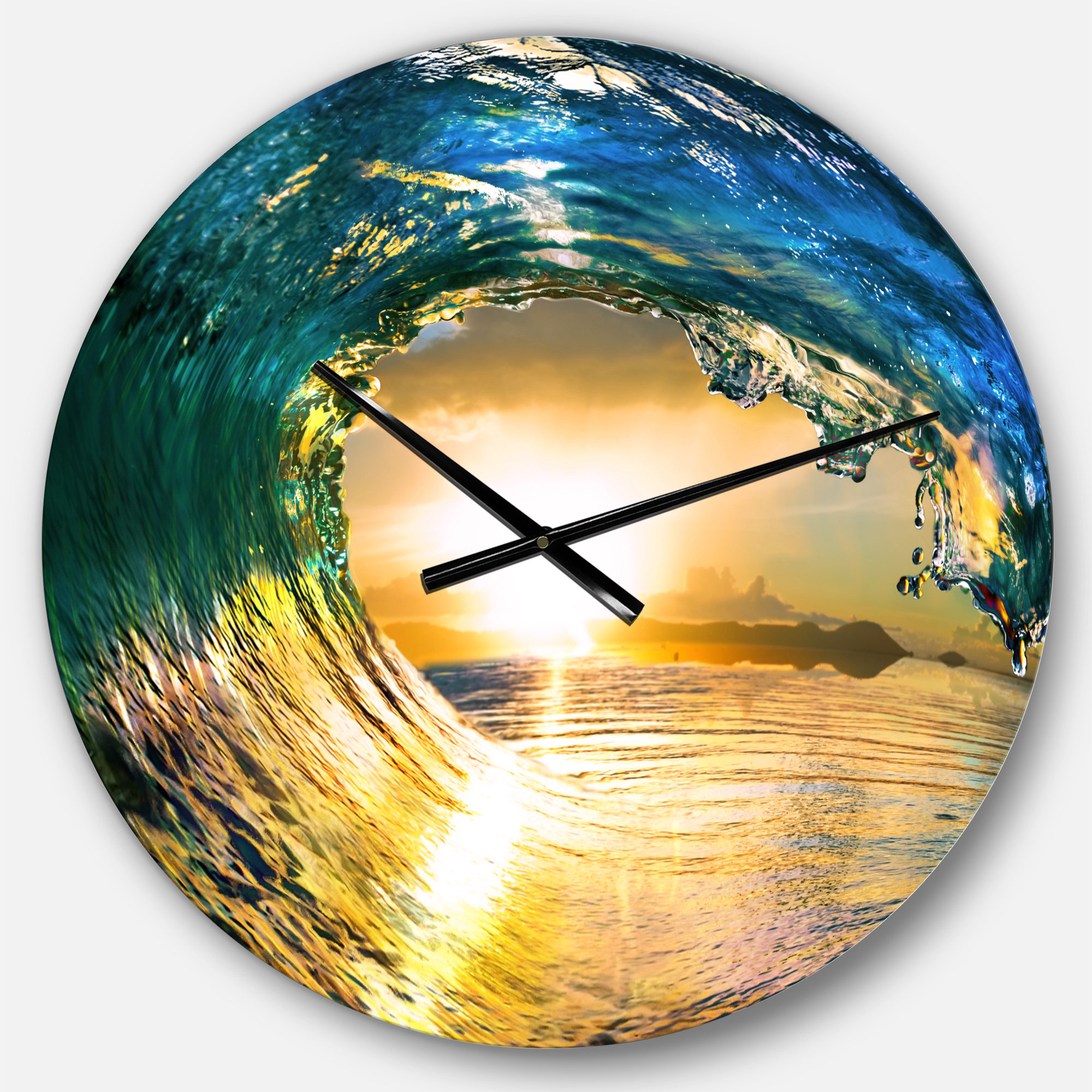 East Urban Home Colored Ocean Waves Falling Down II - Nautical ...