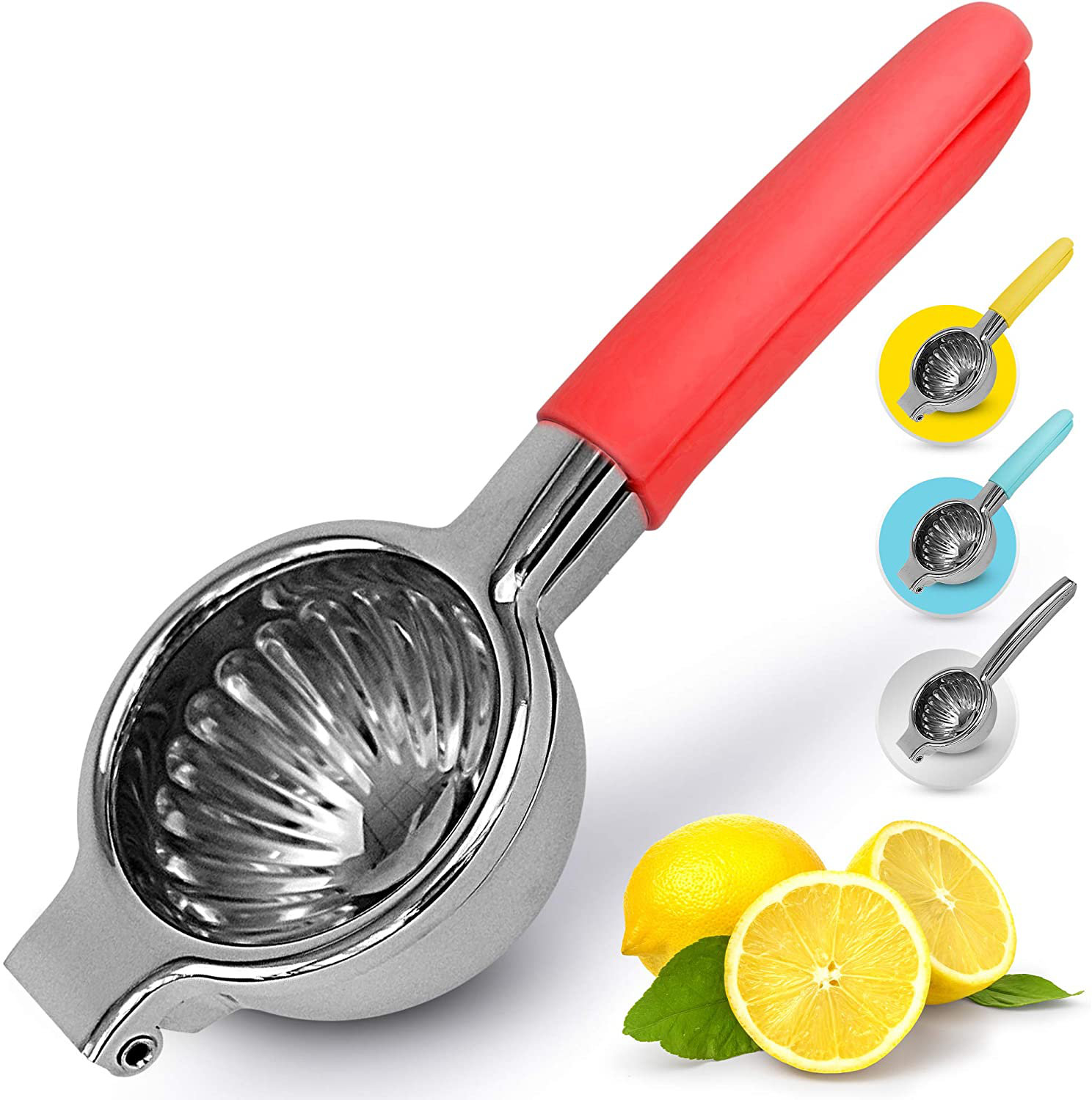 Zulay Kitchen Stainless Steel Lemon Squeezer Manual Citrus Press Juicer ...