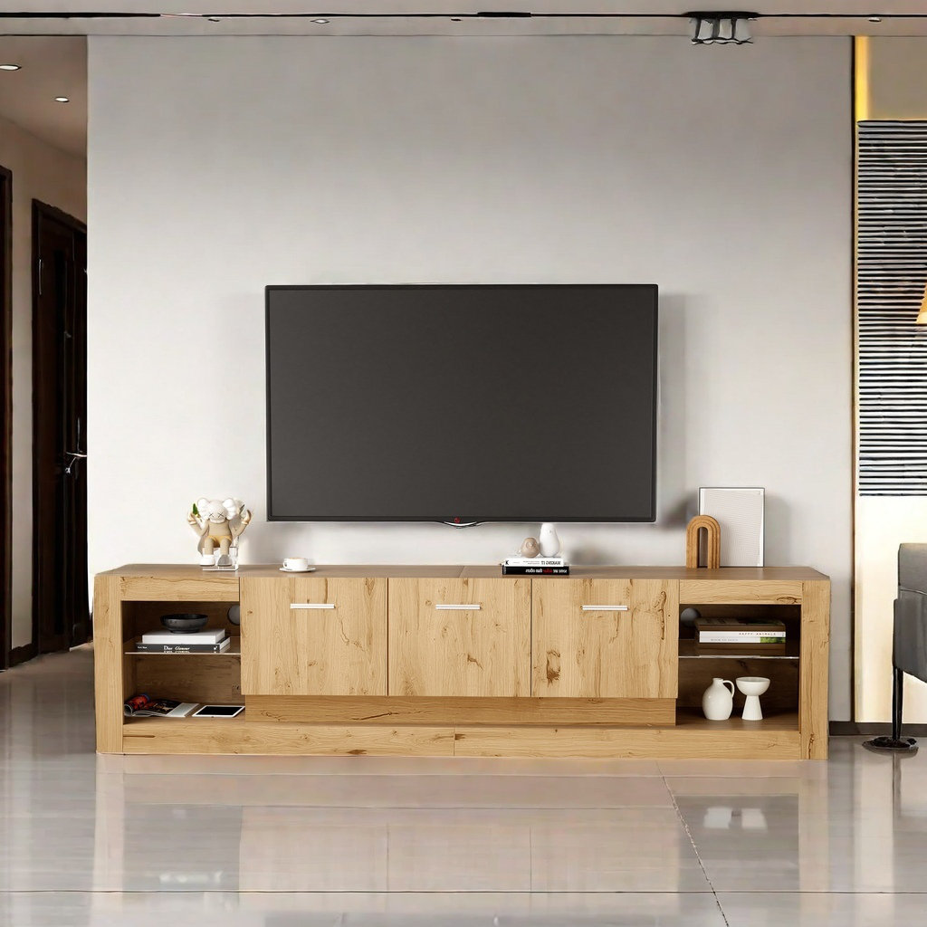 Latitude Run® 78'' Modern TV Stand With 6 Cabinets& 2 Open Compartments ...