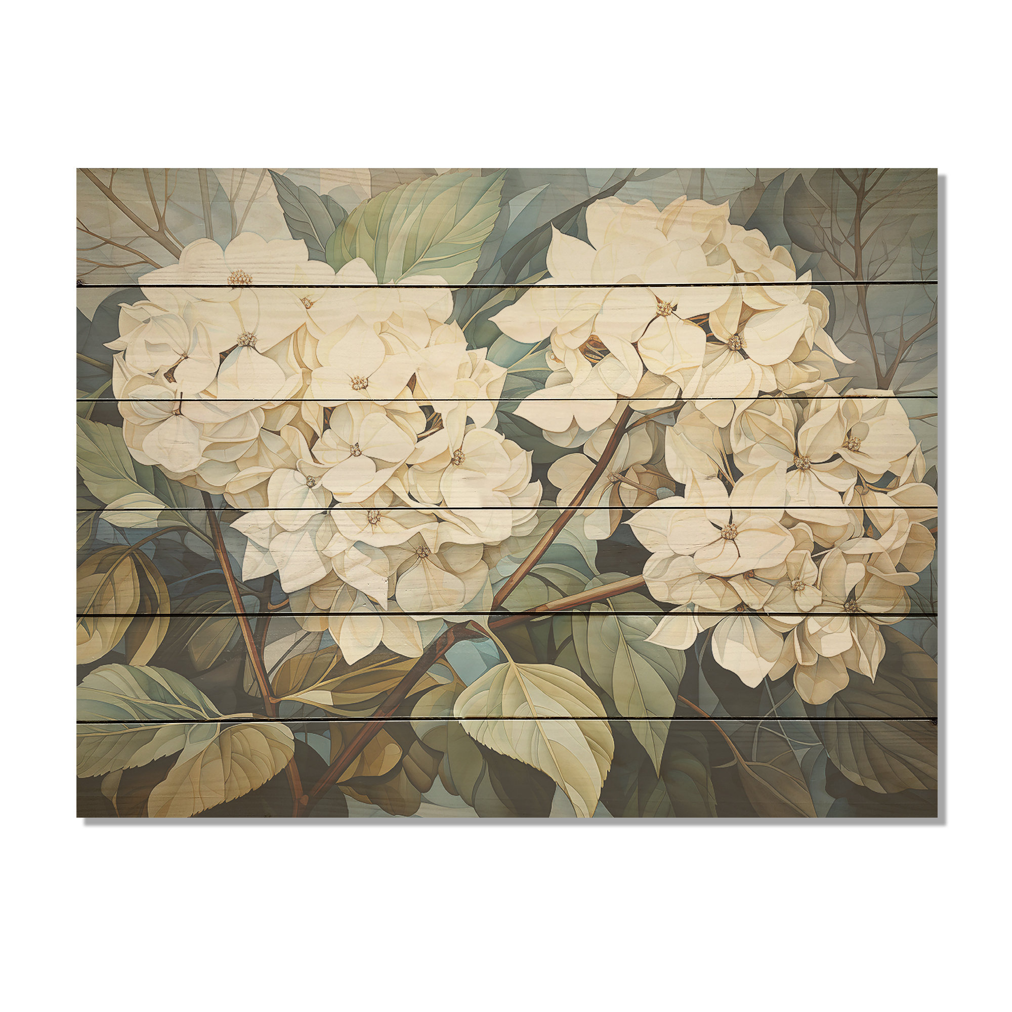 Lark Manor™ Cubist Hydrangea Interpretation - Hydrangea Wood Wall Art ...