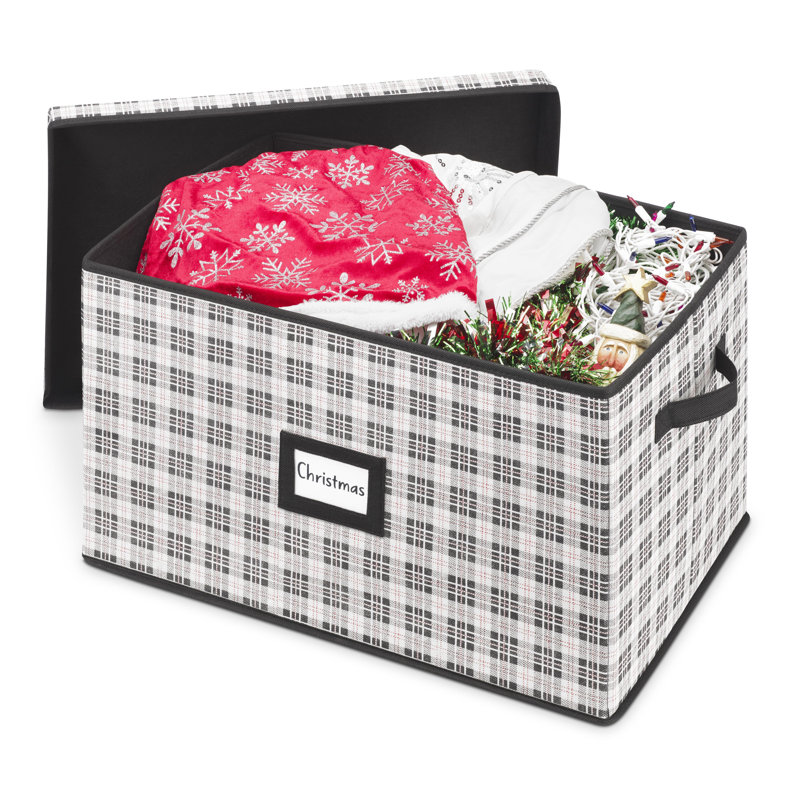 Whitmor Christmas Storage Box with ID Label - Plaid | Wayfair