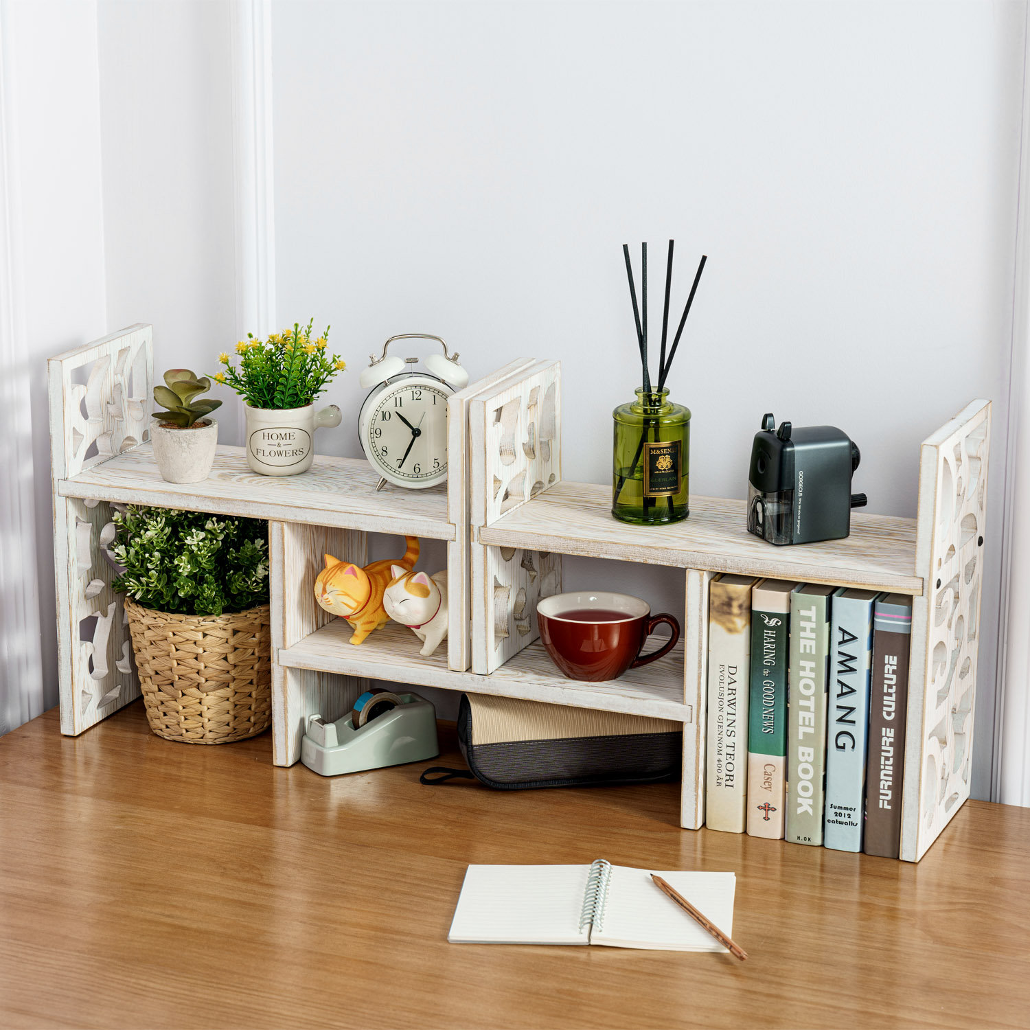 Rosalind Wheeler Barro Expandable Solid Wood Desktop Organizer ...