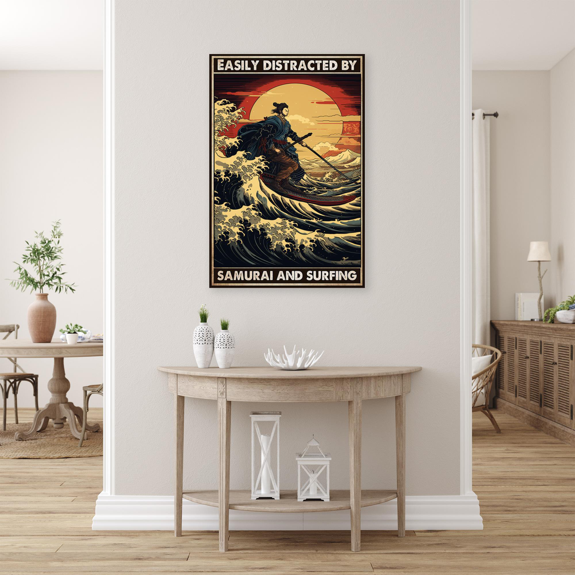Trinx Samurai And Surfing - 1 Piece Rectangle Graphic Art Print On ...