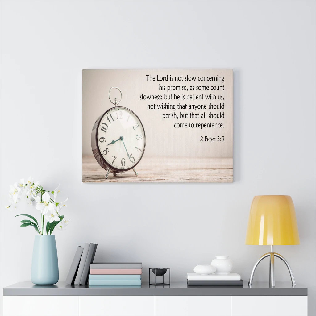 Blue Elephant The Lord Is Not Slow 2 Peter 3:9 - Wrapped Canvas ...
