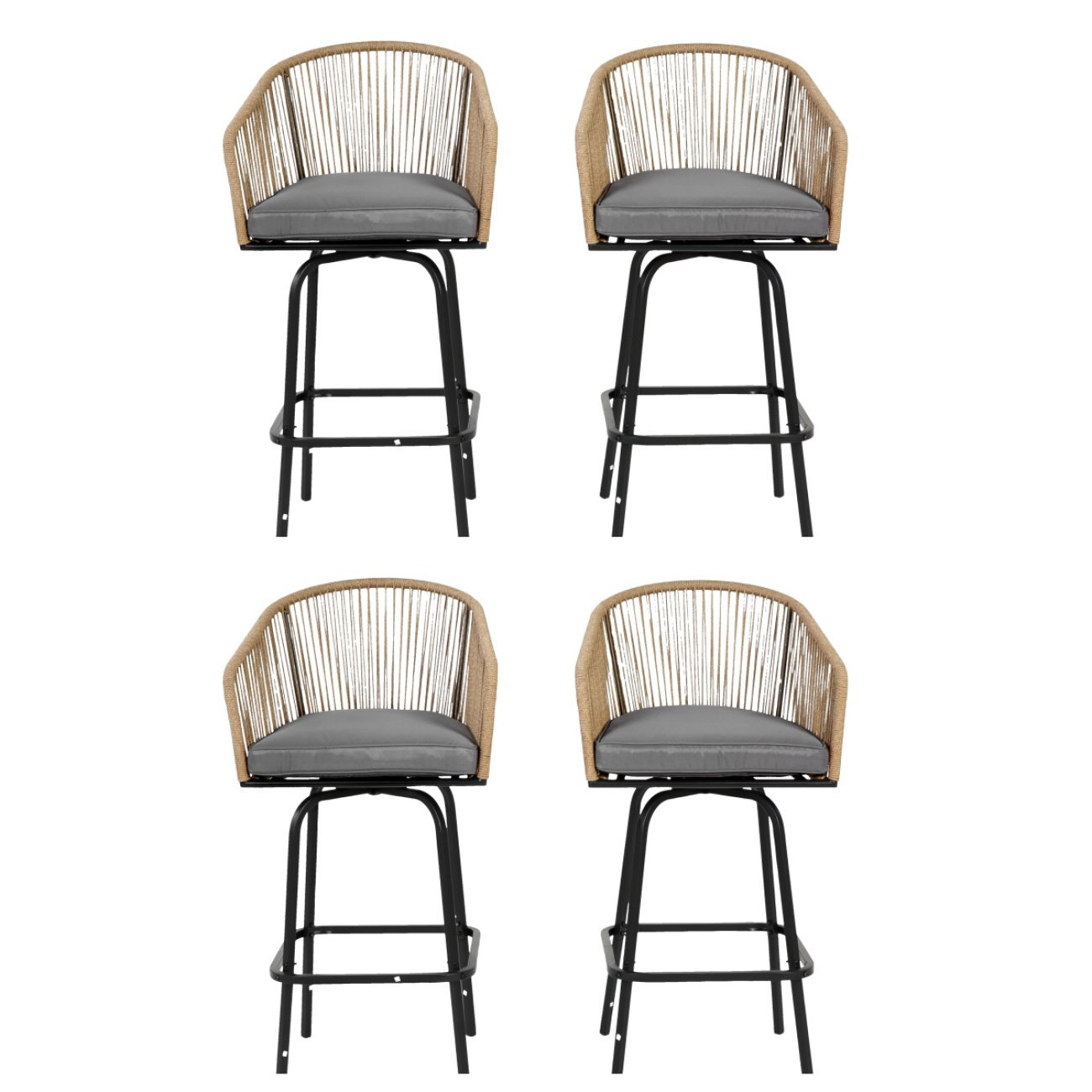 Corrigan Studio® Outdoor Bar Stools Set Of 4, 4-Piece Patio Bar Stools ...