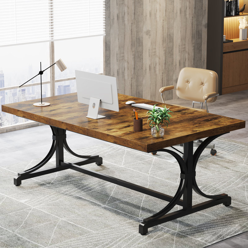 17 Stories Yvone 62.4'' Rectangular Computer Desk with Metal Legs | Wayfair